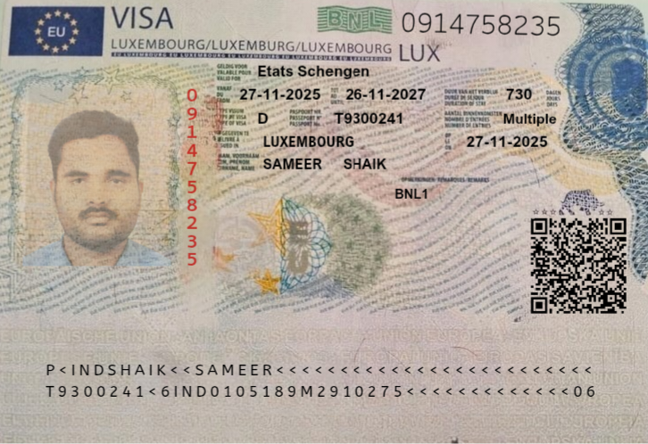 SAMEER SHAIK VISA VERIFICATION – Luxembourg Visa VERIFICATION PORTAL
